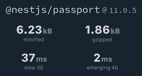nestjs passport v11 0 5 bundlephobia