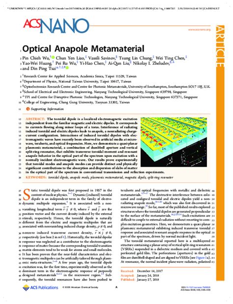 Pdf Optical Anapole Metamaterial