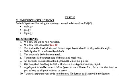 Test 10 Python File Submission Instructions Pyqt6 Studocu