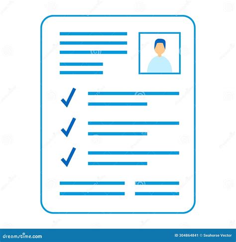 Blue Personal Document With Photo And Check Marks Resume Or Application Form With Approvals