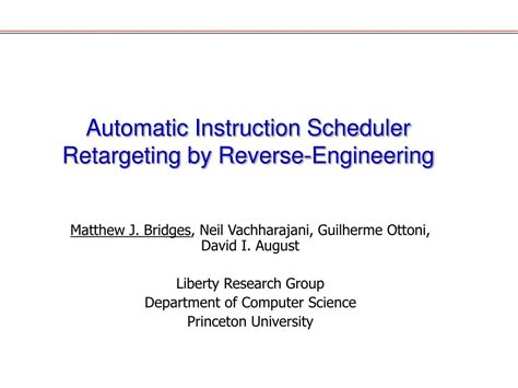 Ppt Automatic Instruction Scheduler Retargeting By Reverse Engineering Powerpoint Presentation