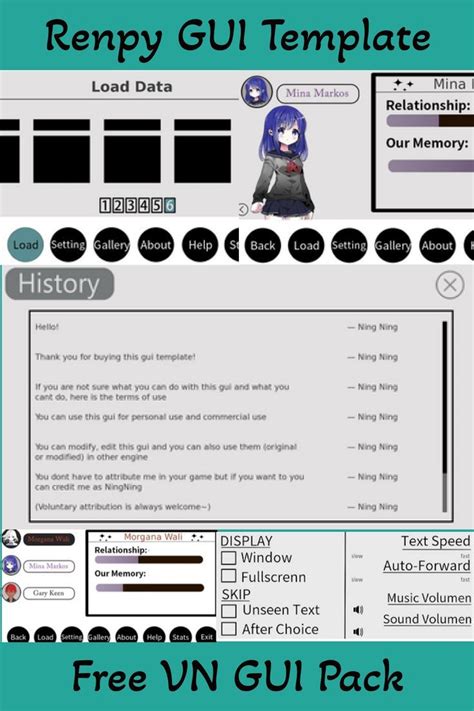 Best Free Visual Novel GUI Template Free User Interface Download Free Renpy Visual Novel GUI