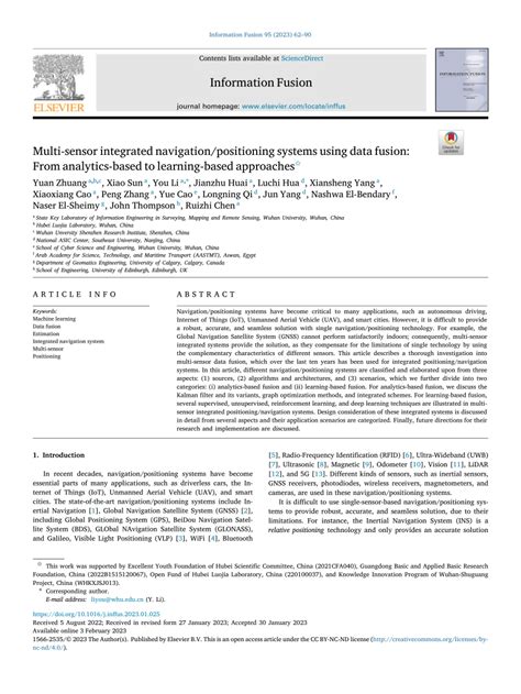 PDF Multi Sensor Integrated Navigation Positioning Systems Using Data Fusion From Analytics