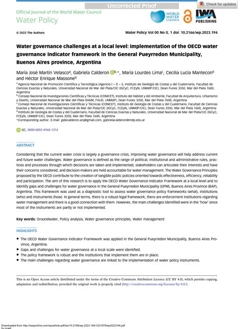 Pdf Water Governance Challenges At A Local Level Implementation Of The Oecd Water Governance