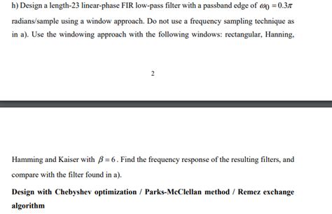 H Design A Length 23 Linear Phase Fir Low Pass
