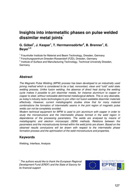 Pdf Insights Into Intermetallic Phases On Pulse Welded Dissimilar