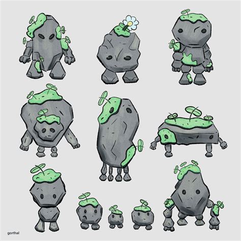 Cute Golems Cute Doodle Art Monster Concept Art Cartoon Style Drawing