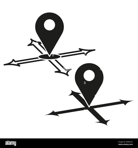Location Pin Icon Directional Arrow Symbol Navigation Position Sign Black Gps Marker Stock