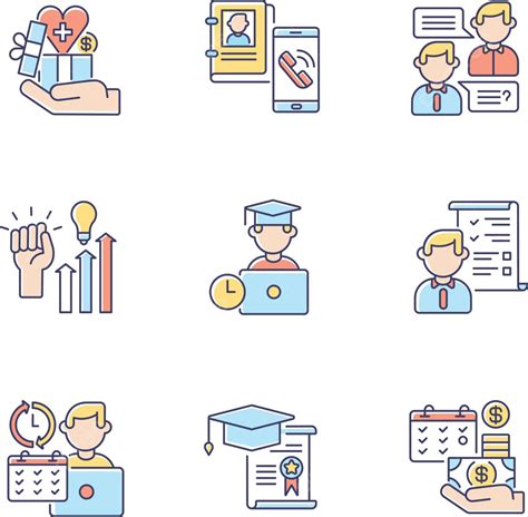 Company Conditions Rgb Color Icons Set Recruitment Isolated Line Vector Recruitment Isolated