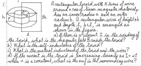 solved a rectangular toroid with n turns of wire around a