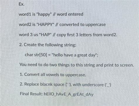 Solved Ex Word1 Is Happy Word Entered Word2 Is HAPPY Chegg Com