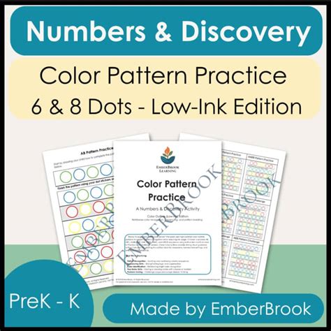 Color Pattern Practice Color Outline Low Ink 6 And 8 Dot Worksheets