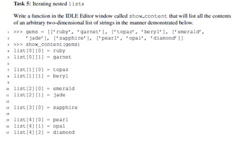 solved i task 5 iterating nested lists write a function in