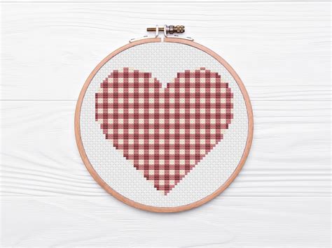 Gingham Heart Cross Stitch Pattern Checked Cross Stitch Pattern