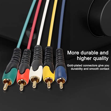 Meiriyfa 5 Rca Male Rgb Component Audio Video Cable 5 Rca Male To 5rca Male Gold Plated Cable