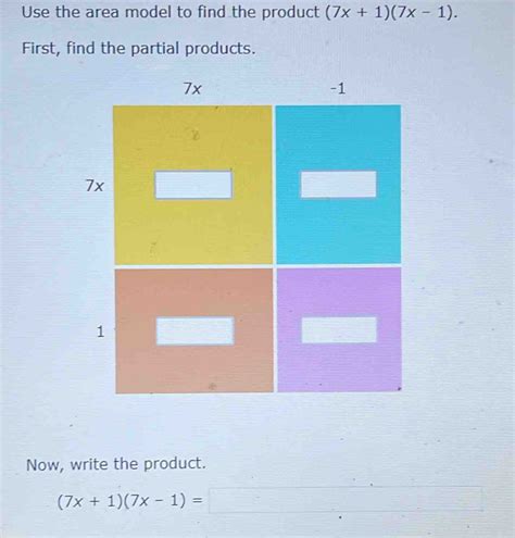 Solved Use The Area Model To Find The Product 7x17x 1 First