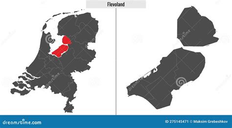 Map Of Flevoland Region Of Netherlands Stock Vector Illustration Of