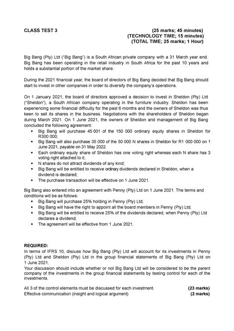 2022 Fia242 Class Test 3 Class Test 3 25 Marks 45 Minutes