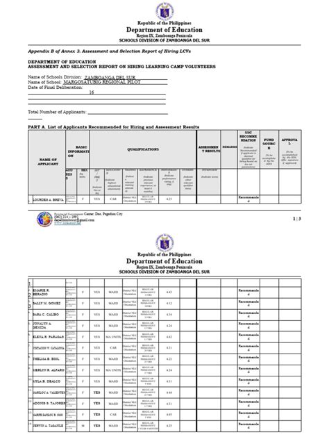 Appendix B Of Annex 3 Assessment And Selection Report Of Hiring Lcvs Pdf