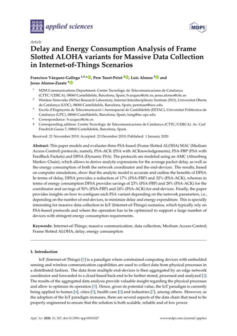 Pdf Delay And Energy Consumption Analysis Of Frame Slotted Aloha