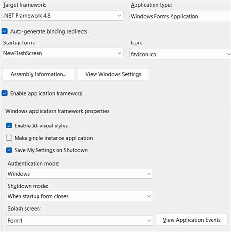 Visual Studio Vb Form Application Splash Screen Not Working As Intended