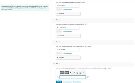 Solved What Is The Propellers Angular Speed After Making