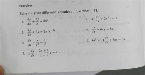 Exercises Solve The Given Differential Equations In Exercises 1 18 Frac