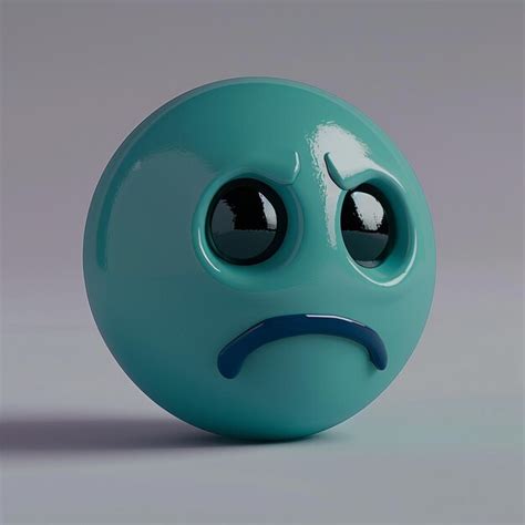 Teal Sad Face Emoji Premium AI Generated Image
