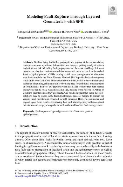 Pdf Modeling Fault Rupture Through Layered Geomaterials With Sph