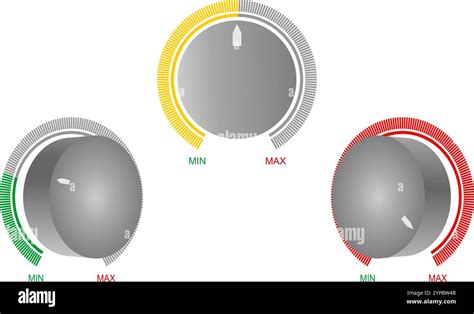 Round Switch Button With Minimum And Maximum Scale Set Vector