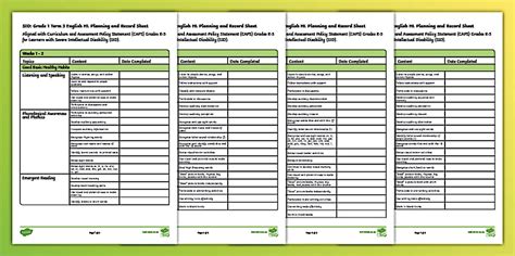 Sid Grade 1 Term 3 English Hl Planning And Record Sheet