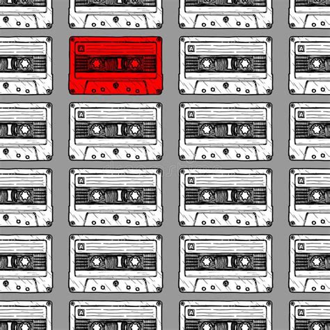 Pattern With Audio Cassette Stock Vector Illustration Of Play Drawn
