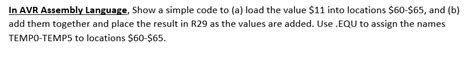 solved in avr assembly language show a simple code to a