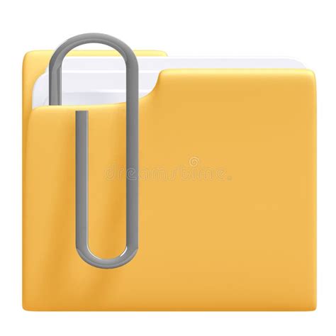 Attached Documents Folder Icon With Clipping Path 3d Rendering Stock