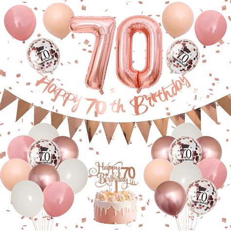70th Birthday Decorations Retro Pink Rose Gold 70th