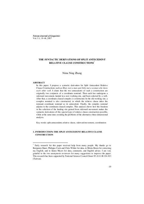 Pdf The Syntactic Derivations Of Split Antecedent Relative Clause