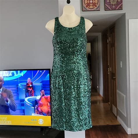 Emerald Green Sequin Cocktail Dress Gem