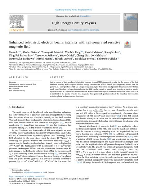 Pdf Enhanced Relativistic Electron Beams Intensity With Self