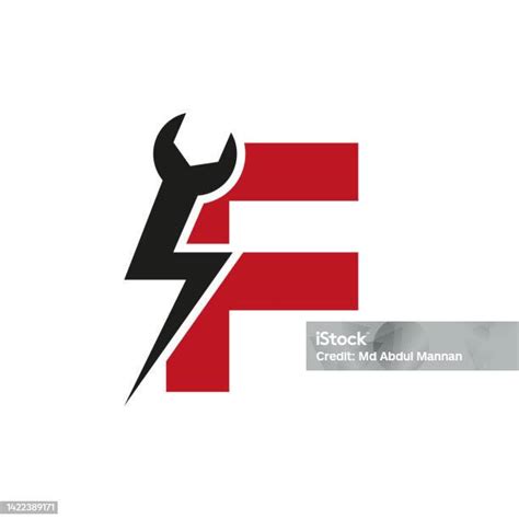 초기 편지 F 수리 렌치 및 볼트 전원 로고 디자인 수리 전기 기호 벡터 템플릿 망치에 대한 스톡 벡터 아트 및 기타 이미지 망치 알파벳 F 개념 Istock