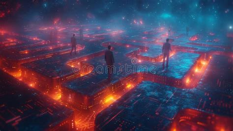 A Group Of Professionals Are Shown Navigating Through A Maze Of Numbers