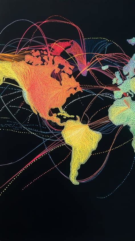 A Colorful Globe With Many Lines And Dots On It Stock Illustration