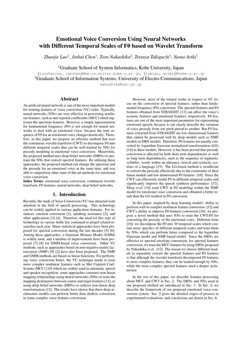 Pdf Emotional Voice Conversion Using Neural Networks With Different