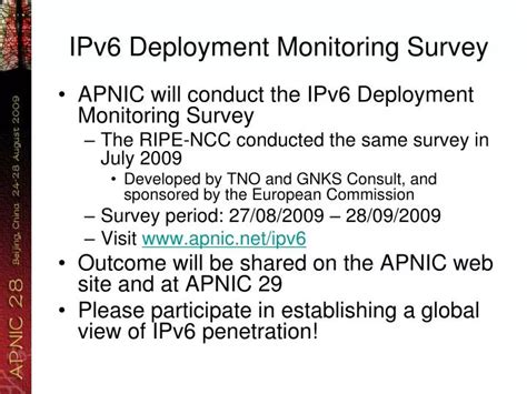 PPT IPv6 Deployment Monitoring Survey PowerPoint Presentation Free Download ID 3611129