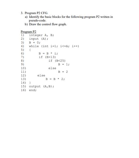 Solved Program P CFG A Identify The Basic Blocks For Chegg