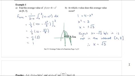 Calculus 12 Sec 55 Average Value Of A Function Youtube