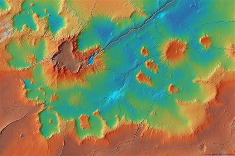 Topography Map Of Mars Surface Premium Ai Generated Image