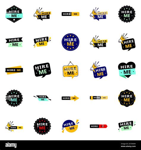 Make A Statement With Our Pack Of 25 Hire Me Banners Stock Vector Image