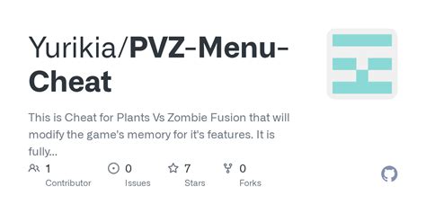 GitHub Yurikia PVZ Menu Cheat This Is Cheat For Plants Vs Zombie Fusion That Will Modify The