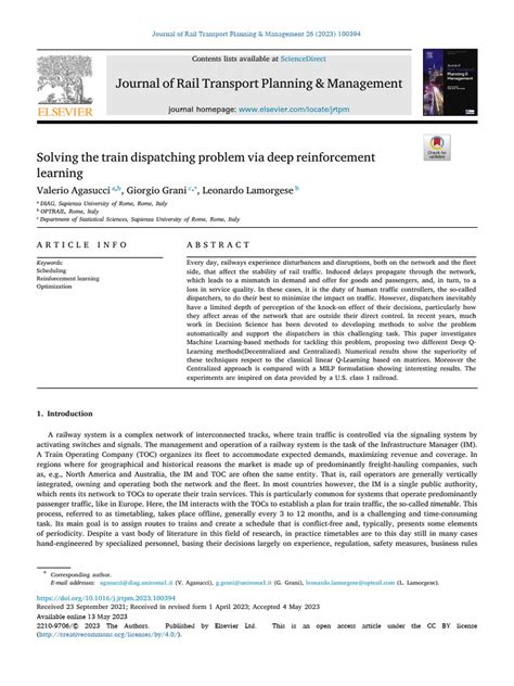 solving the train dispatching problem via deep reinforcement learning