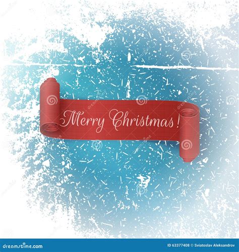 Realistic Scroll Red Ribbon Merry Christmas Stock Vector